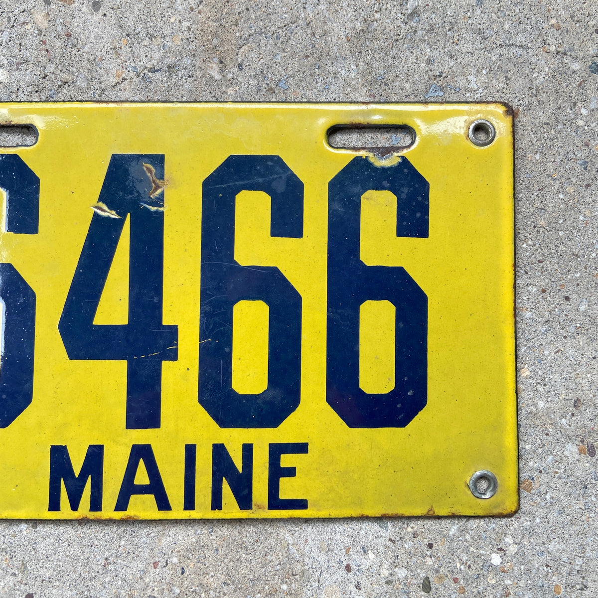 1912 Maine Porcelain License Plate Vintage Yellow Auto Collectible 646 ...