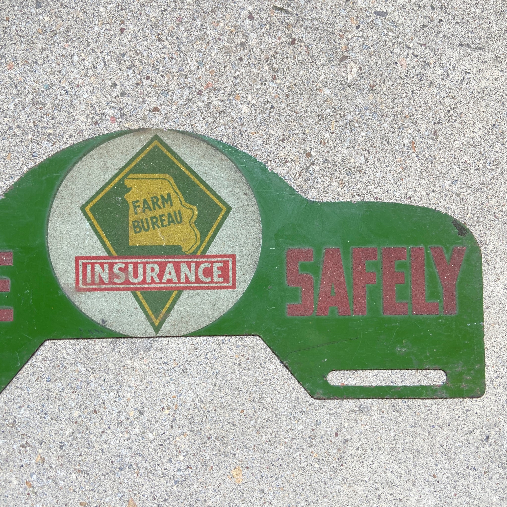1960s Farm Bureau License Plate Topper Drive Safely – Eagle's Eye Finds