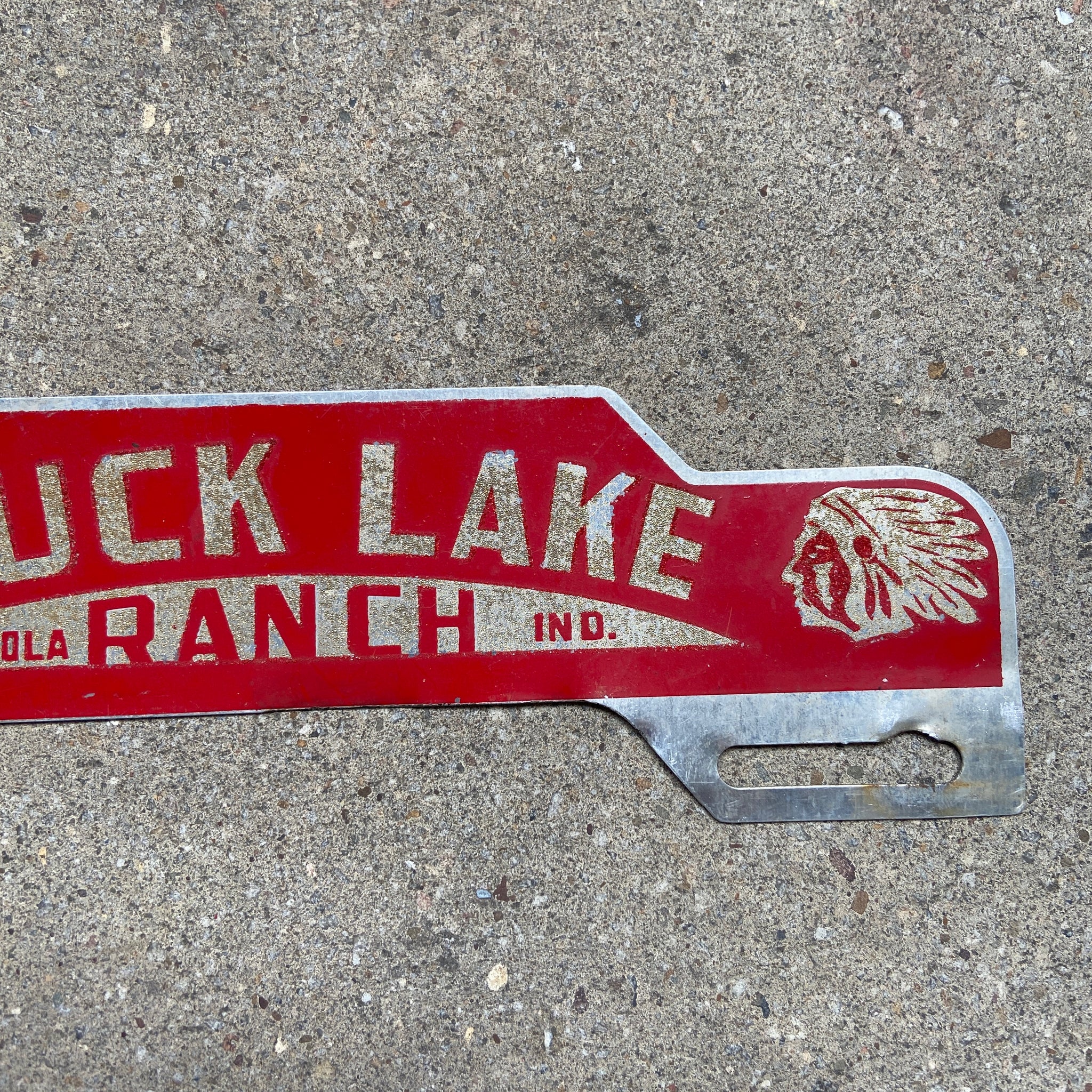 1950s Buck Lake Ranch Angola Indiana License Plate Native American Gra ...