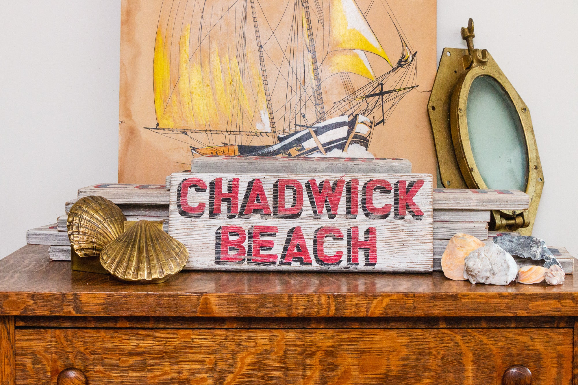 Chadwick Beach New Jersey Vintage Painted Wood Sign | Nautical Decor ...