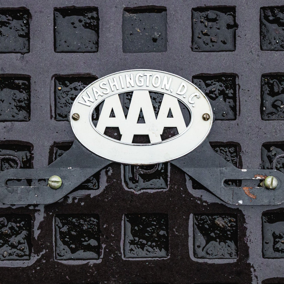 1950s Era Washington DC AAA Metal Car Badge License Plate Topper Attac ...