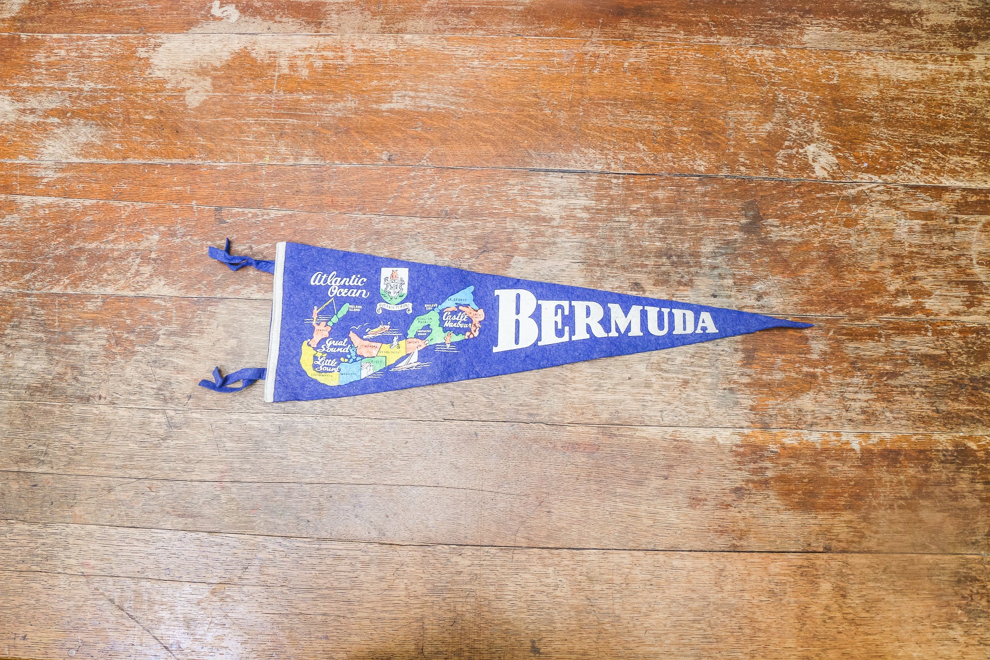 Bermuda Felt Pennant Vintage Blue Travel Wall Decor – Eagle's Eye Finds