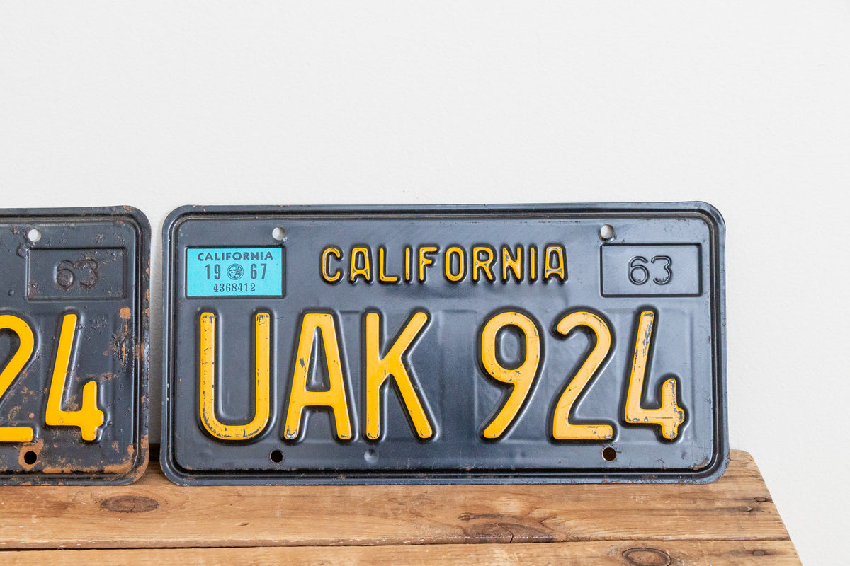 California 1963 License Plate Pair Vintage YOM DMV Clear Car Decor ...