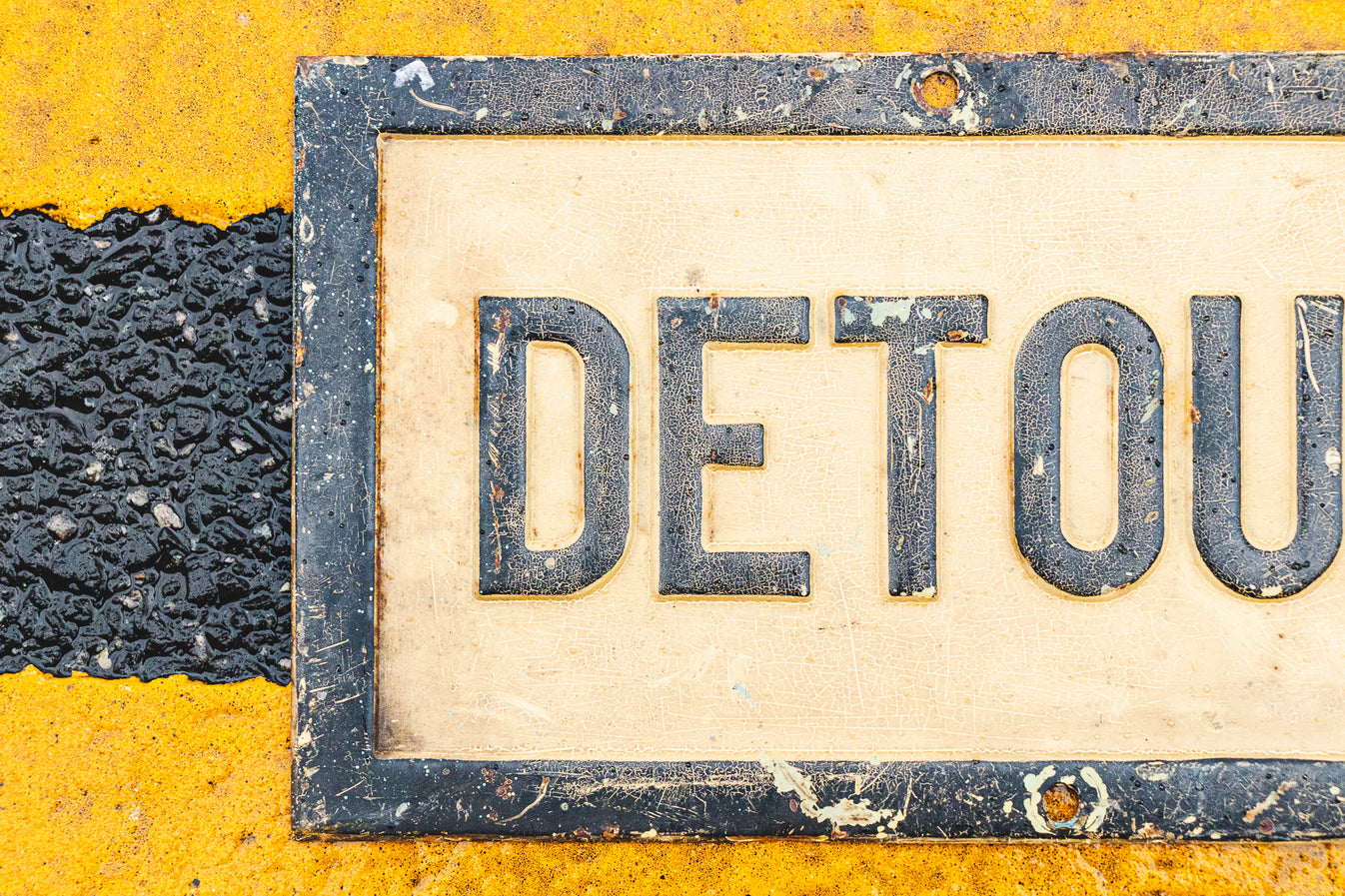 New York Detour Street Sign Vintage Black and White Grungy Wall Decor ...