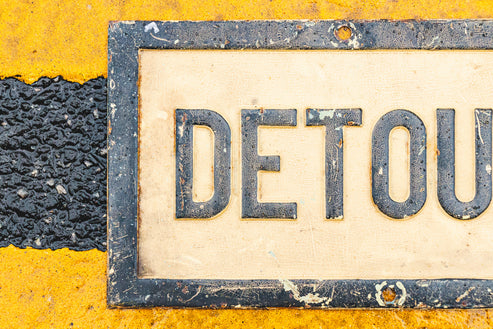 New York Detour Street Sign Vintage Black and White Grungy Wall Decor ...