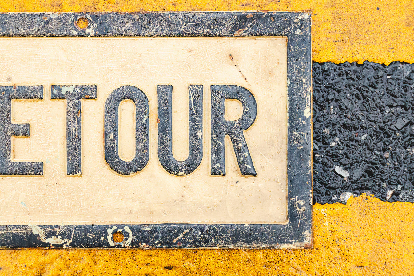 New York Detour Street Sign Vintage Black and White Grungy Wall Decor ...