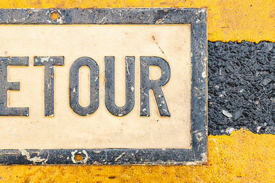 New York Detour Street Sign Vintage Black and White Grungy Wall Decor ...