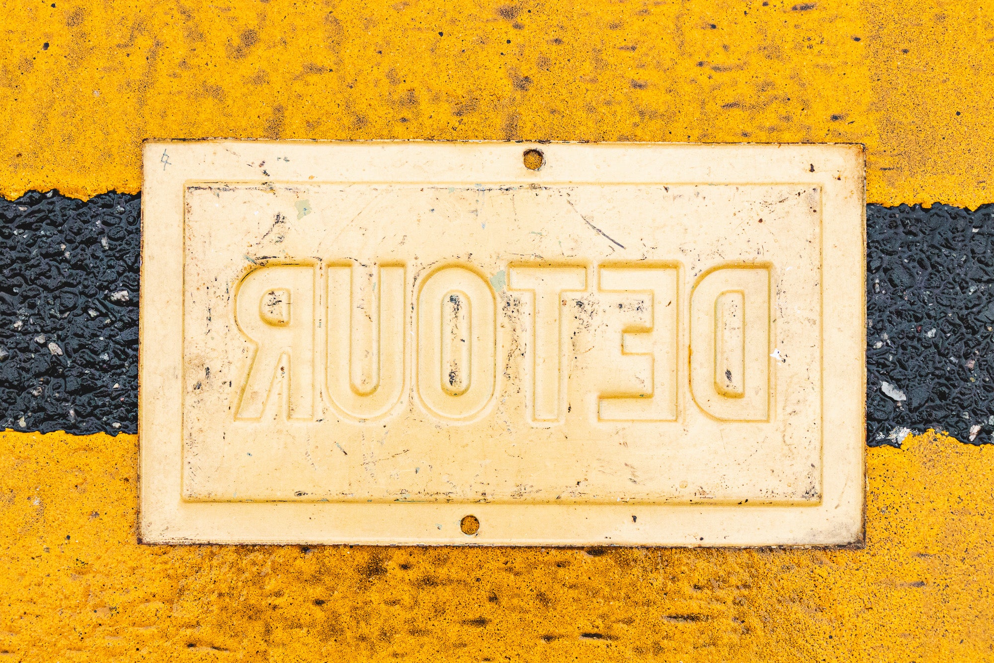 New York Detour Street Sign Vintage Black and White Grungy Wall Decor ...