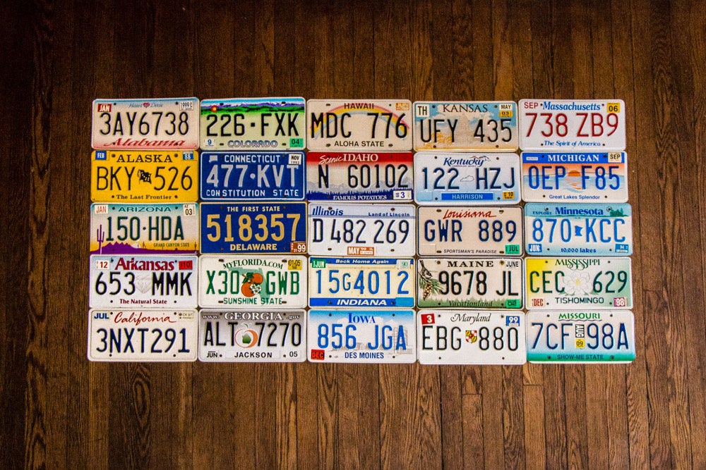 Fifty (50) State License Plate Run Unique Vintage Wall Decor – Eagle's ...